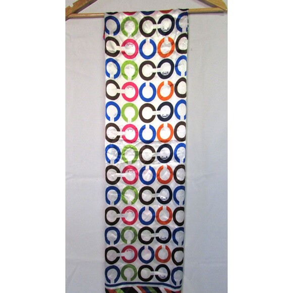 Coach | Accessories | Coach Silk Scarf Womens Square Multicolor Logo ...